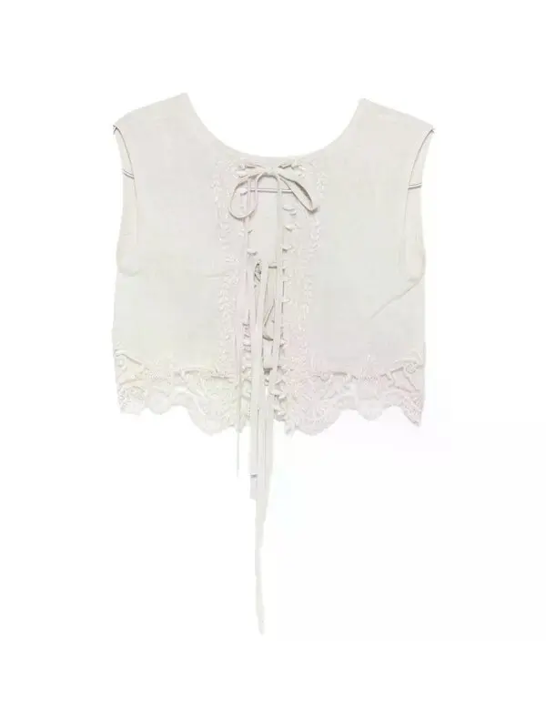 MAURIZIO BRASCHI Lace Tie Top - Neutrals