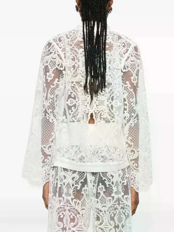 MAURIZIO BRASCHI Lace Zip-up Jacket