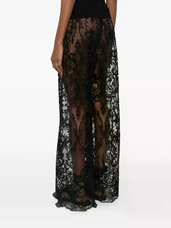 MAURIZIO BRASCHI Lace Wide Leg Trousers - Black