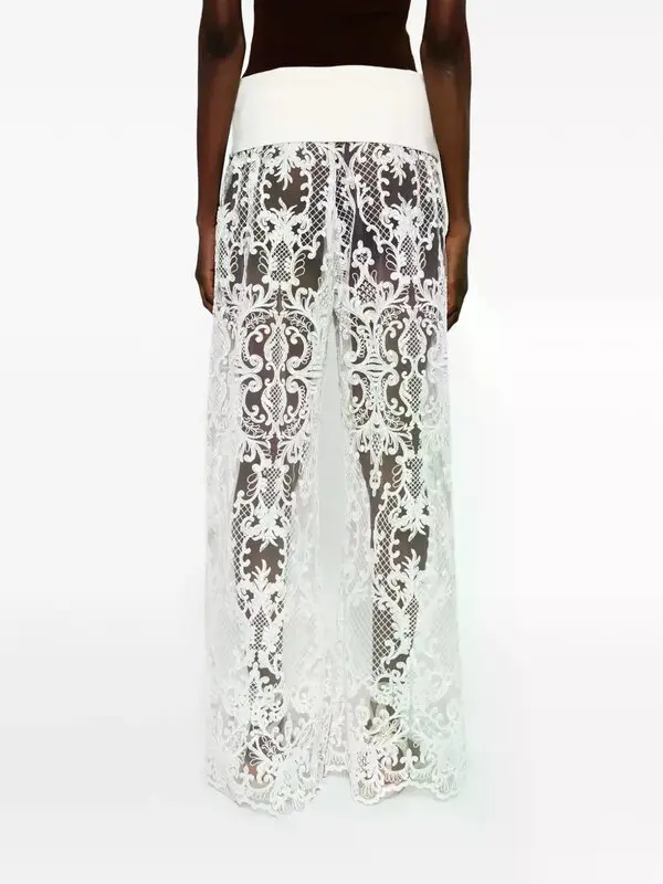 MAURIZIO BRASCHI Lace Wide-leg Trousers - White