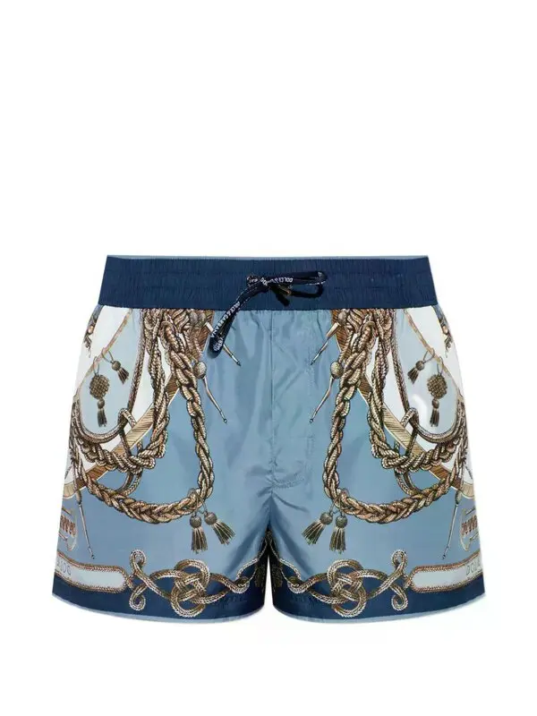 Dolce & Gabbana Rope Print Swim Shorts - Blue