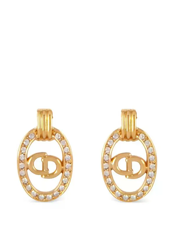 Dior 1980s Logo Clip-on Earrings - Gold