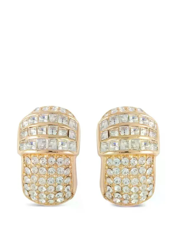 Dior 1980s Crystal-embellished Clip-on Earrings - Gold