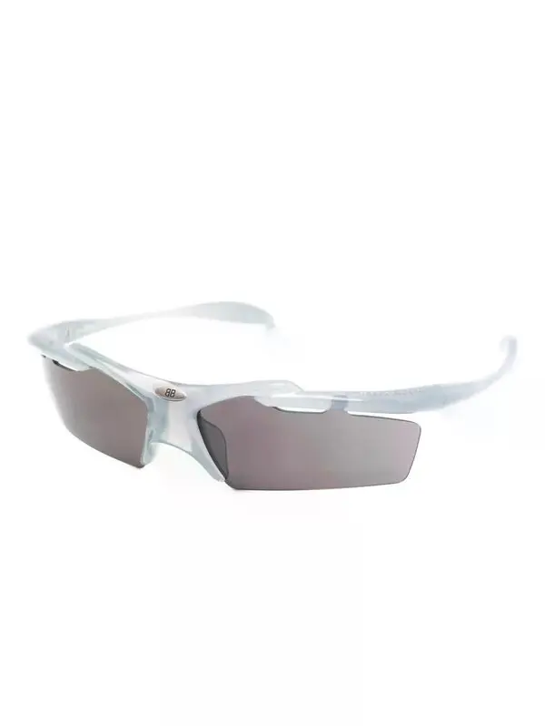 Balenciaga Logo-motif Rectangle Sunglasses - Blue