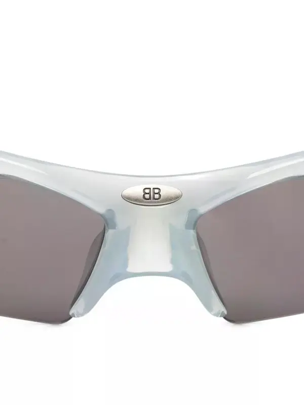Balenciaga Logo-motif Rectangle Sunglasses - Blue