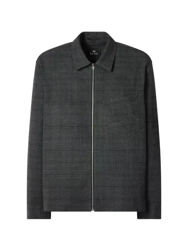 Paul Smith Textured-cotton Check Zip Overshirt