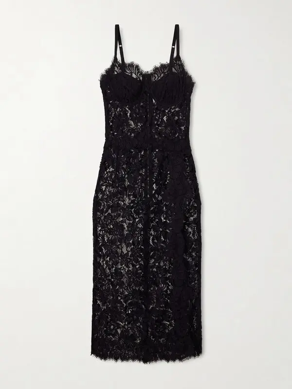 Dolce & Gabbana Lace Midi Dress - Black