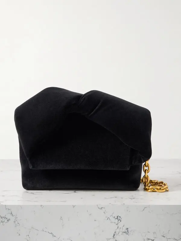 JW Anderson Twister Small Velvet Tote - Black