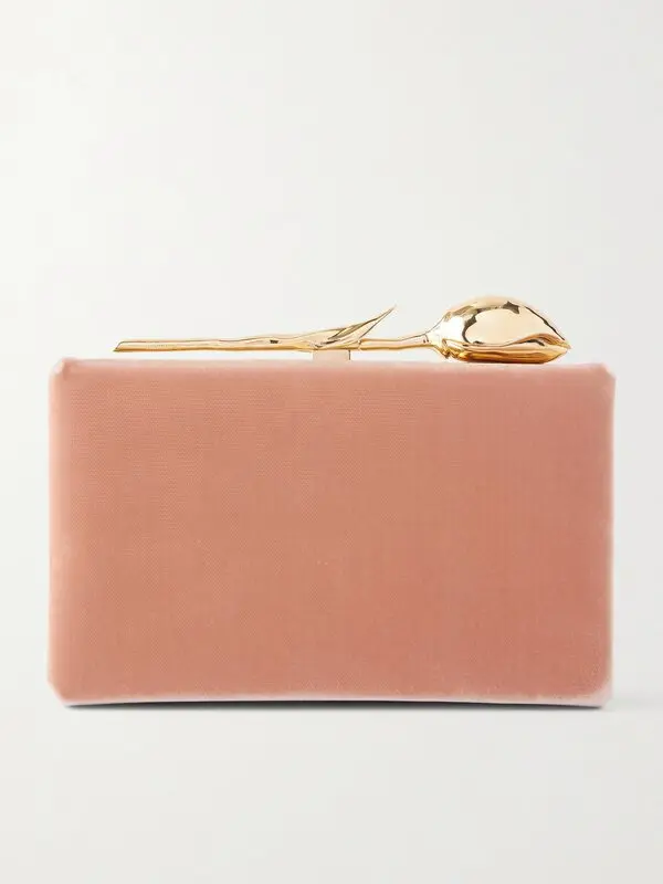 Erdem Bloom Velvet Clutch - Pink