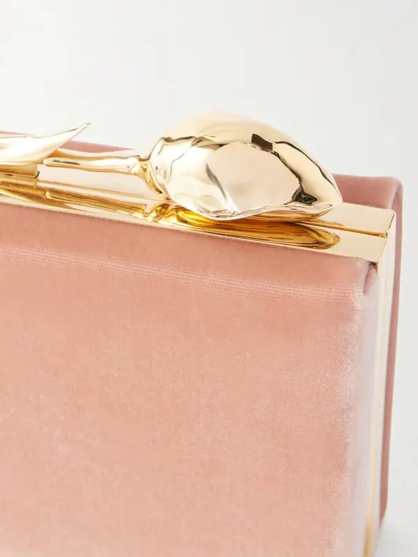 Erdem Bloom Velvet Clutch - Pink