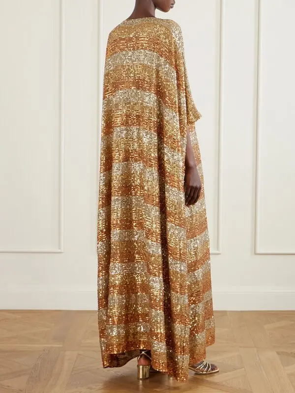 DIMA AYAD Striped Sequined Crepe Kaftan