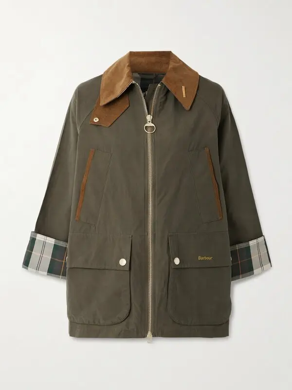 Barbour Icons Bedale Corduroy-trimmed Waxed Cotton-blend Jacket - Green