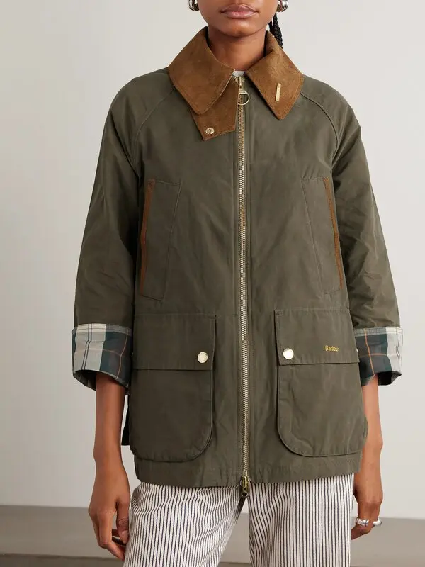 Barbour Icons Bedale Corduroy-trimmed Waxed Cotton-blend Jacket - Green
