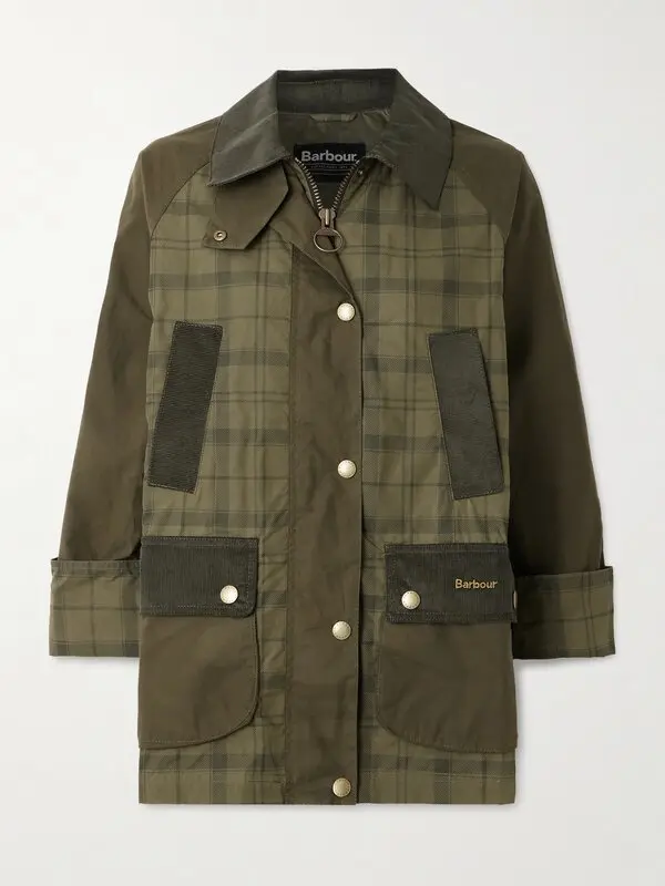 Barbour Beadnell Checked Cotton Jacket With Corduroy Trim - Green