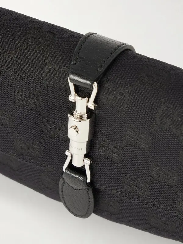Gucci Jackie Mini Leather-trimmed Canvas-jacquard Shoulder Bag