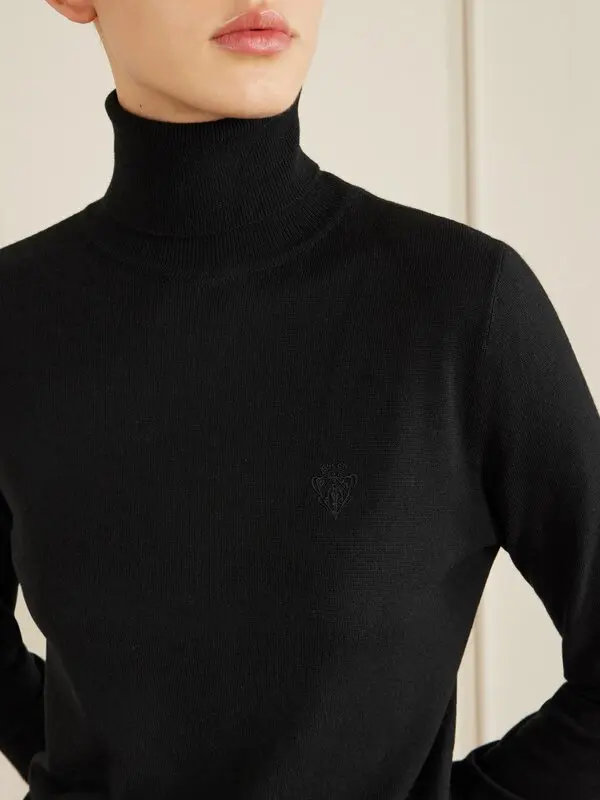 Gucci Embroidered Wool Turtleneck Sweater