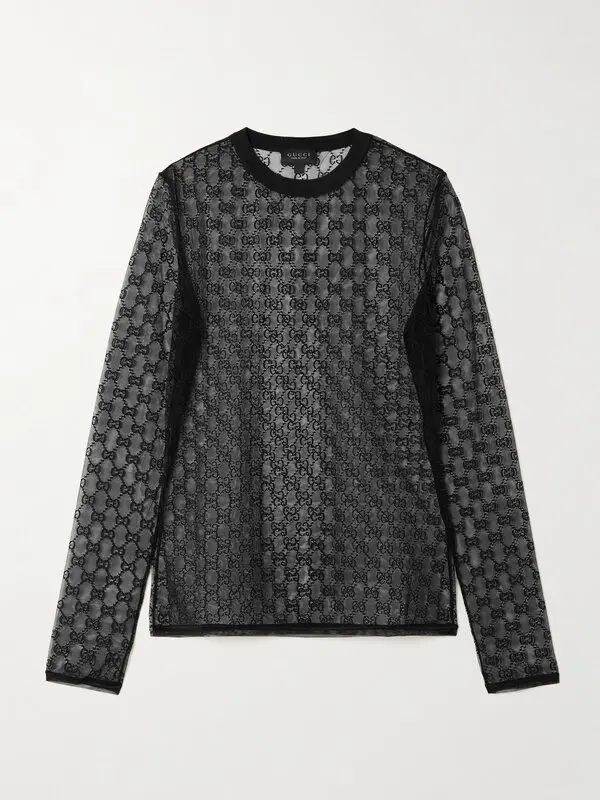 Gucci Gg Stretch-lace Top - Black