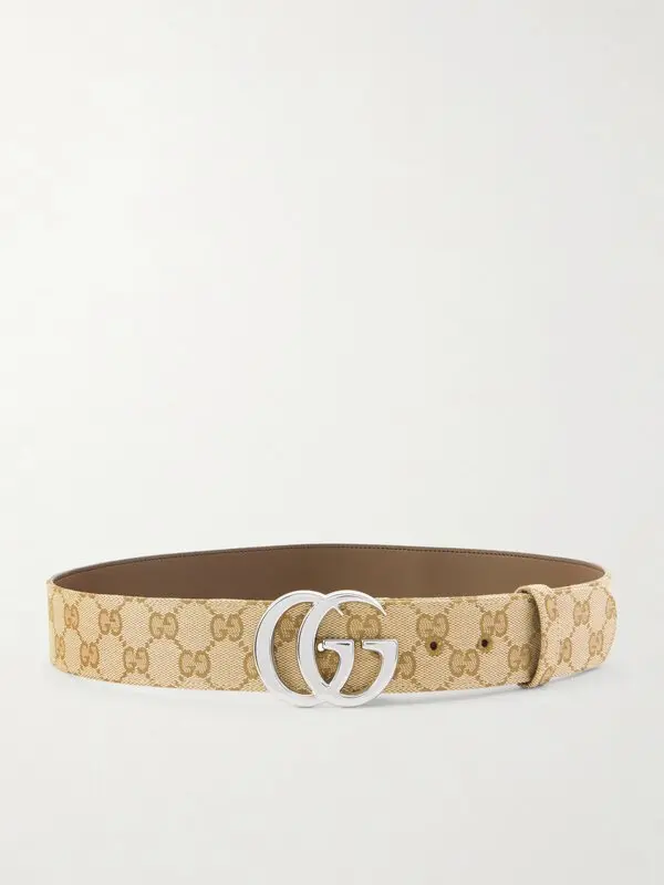 Gucci Gg Marmont Printed Coated-canvas Belt - Neutrals