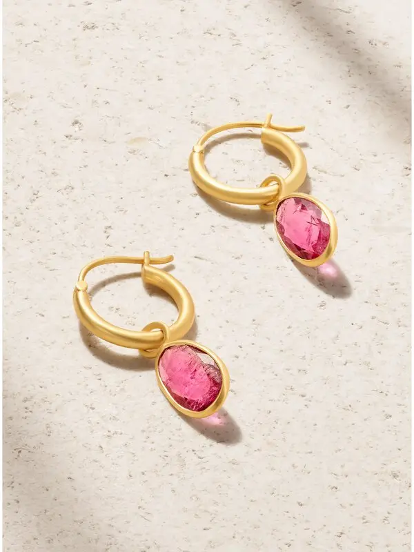 PIPPA SMALL 18-karat Gold Tourmaline Dangle Earrings - Pink