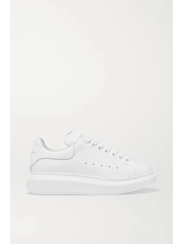 Alexander McQueen Leather Exaggerated-sole Sneakers - White