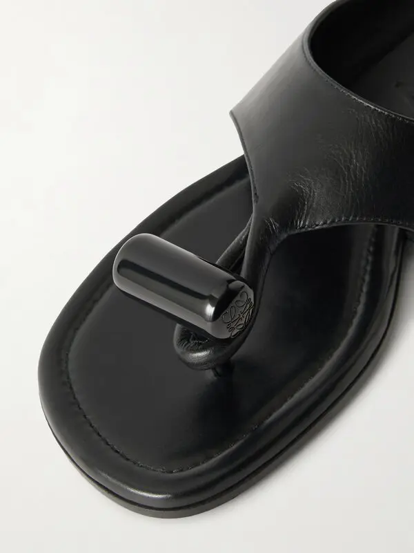 Loewe Toggle Leather Slides - Black