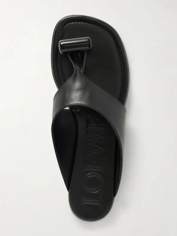 Loewe Toggle Leather Slides - Black
