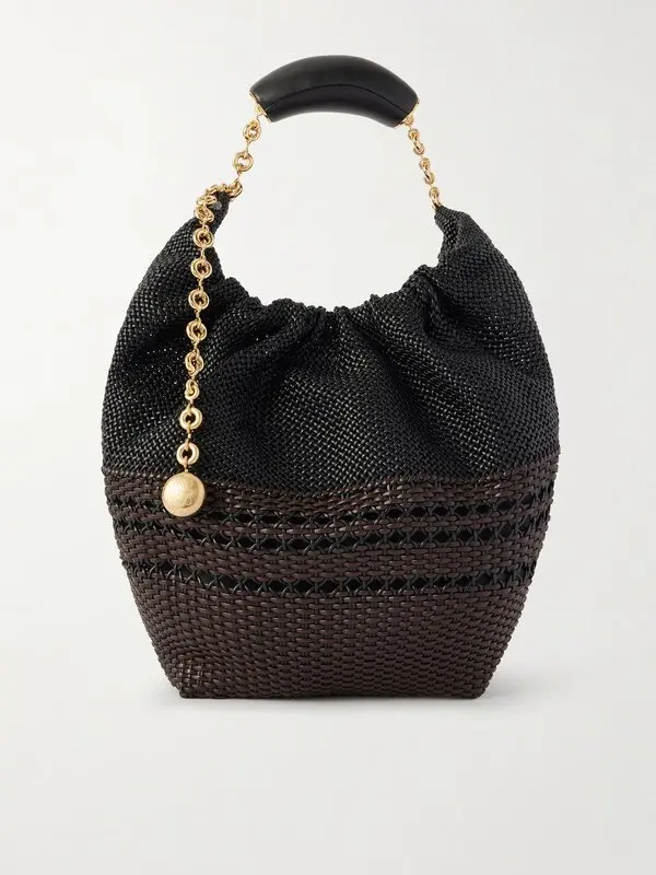 Loewe Squeeze Small Woven Two-tone Leather Tote - Black