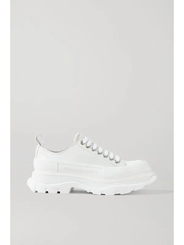 Alexander McQueen Leather Exaggerated-sole Sneakers - White