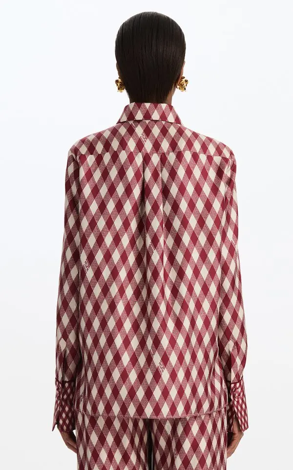 Oscar De La Renta Argyle Print Silk Twill Blouse