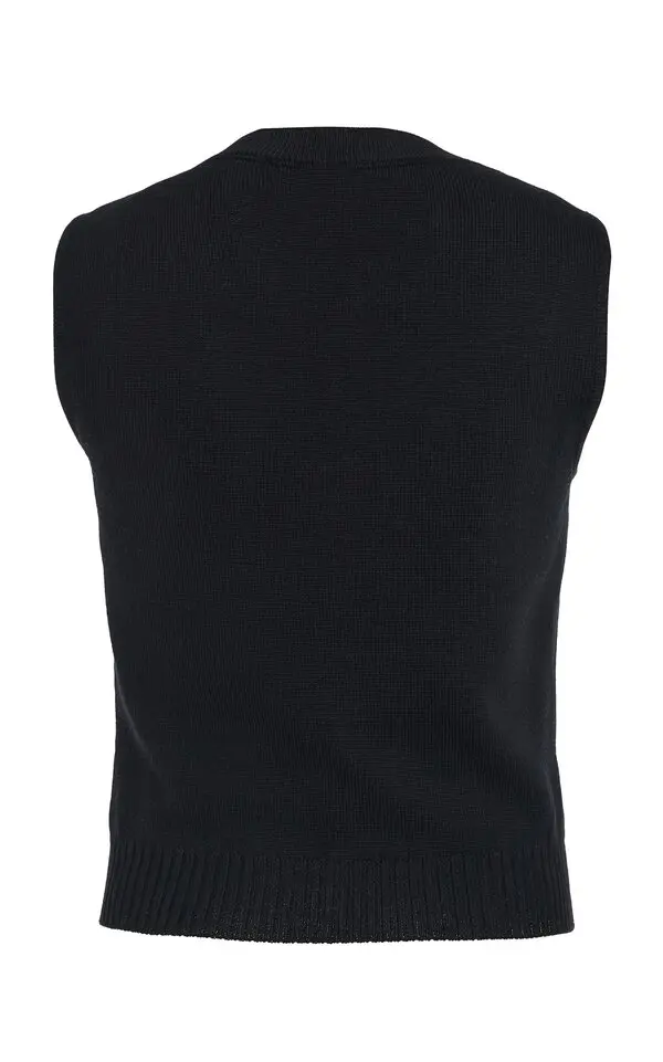 Oscar De La Renta Cropped Wool Tank Top - Black
