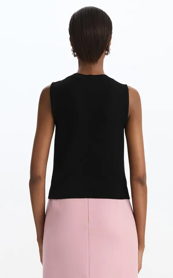 Oscar De La Renta Cropped Wool Tank Top - Black