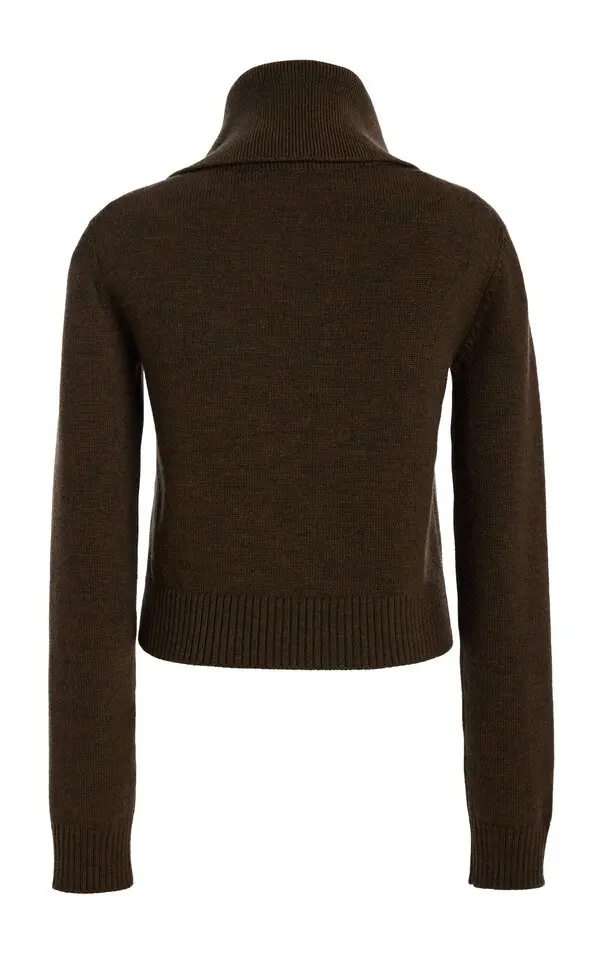 Oscar De La Renta Zip-detailed Wool Sweater - Brown