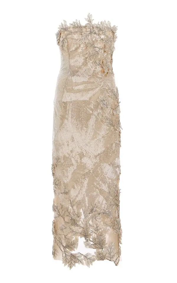 Oscar De La Renta Cutout Intarsia Midi Cocktail Dress - Silver