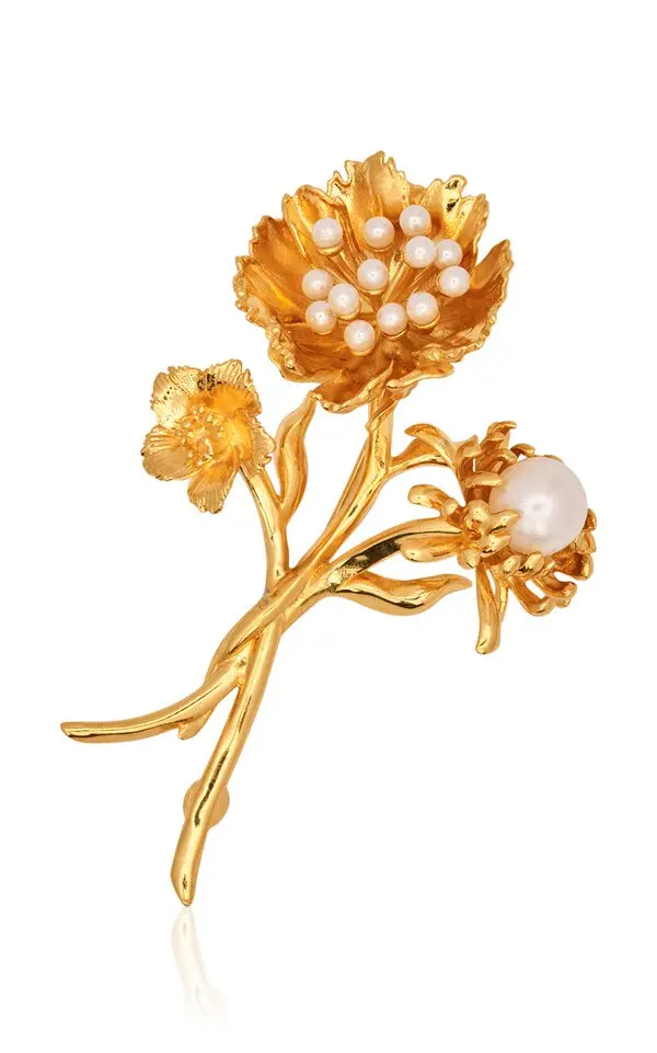 Oscar De La Renta Bouqet Brooch - Gold