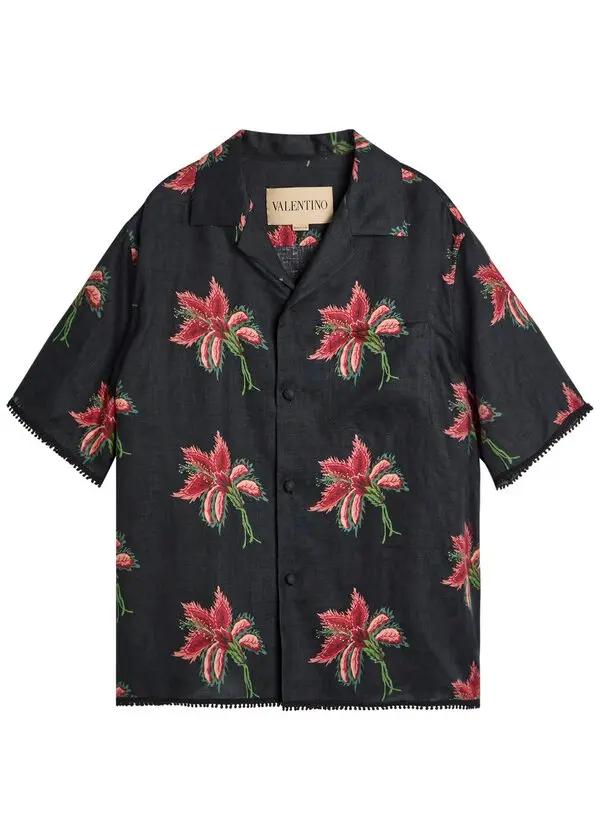 Valentino Garavani Floral-print Linen Shirt