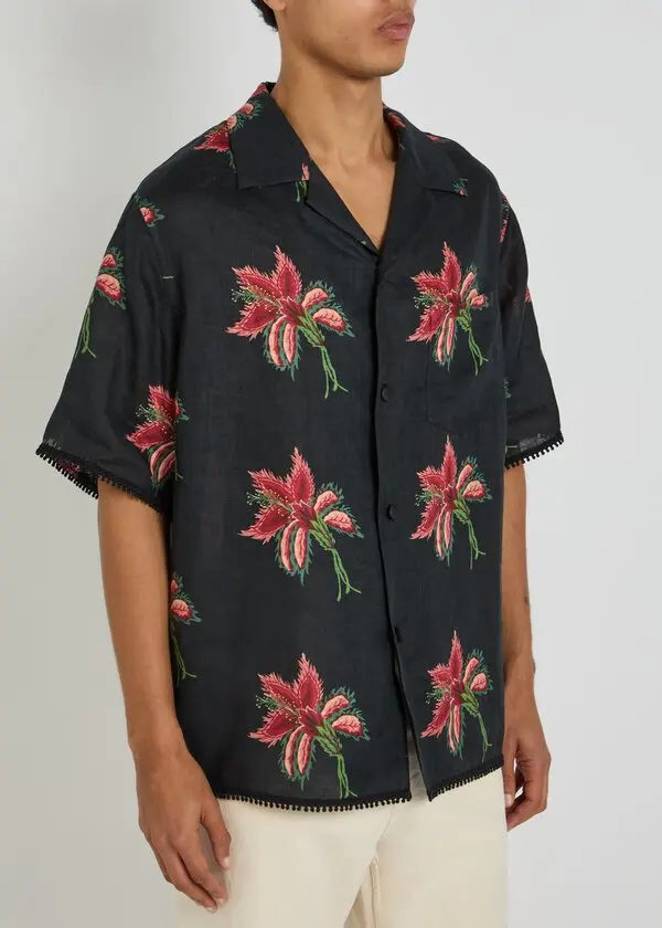 Valentino Garavani Floral-print Linen Shirt
