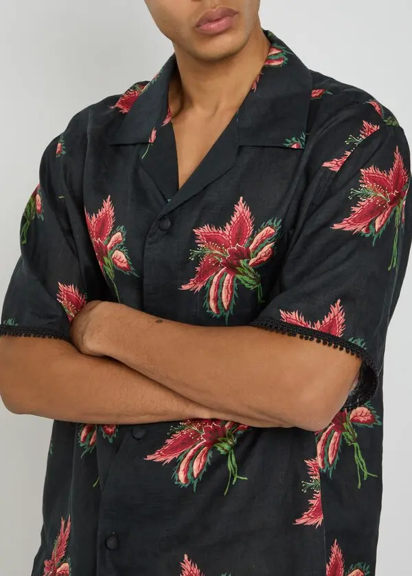 Valentino Garavani Floral-print Linen Shirt