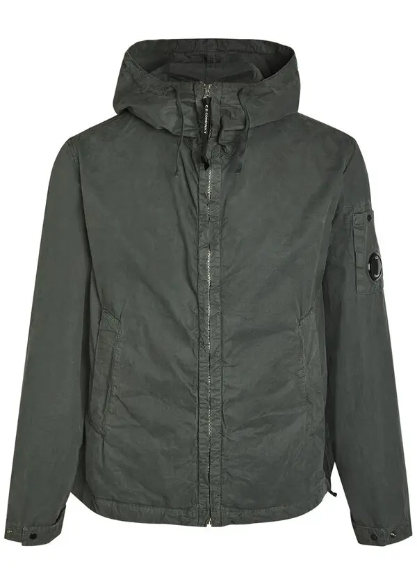 C.P. COMPANY Hooded Brushed Cotton-poplin Jacket - Dark Grey