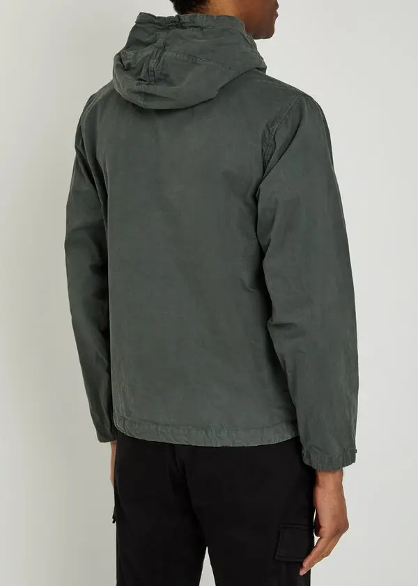 C.P. COMPANY Hooded Brushed Cotton-poplin Jacket - Dark Grey