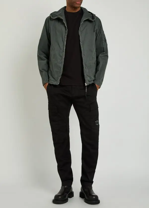 C.P. COMPANY Hooded Brushed Cotton-poplin Jacket - Dark Grey