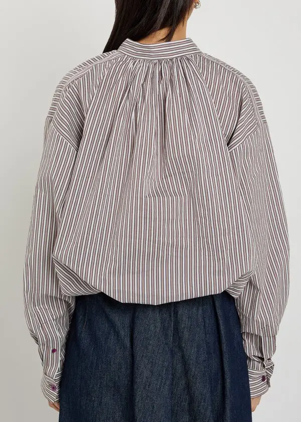 Dries Van Noten Cenver Striped Cotton-blend Wrap Blouse