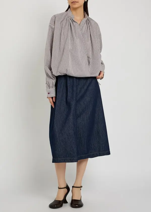 Dries Van Noten Cenver Striped Cotton-blend Wrap Blouse