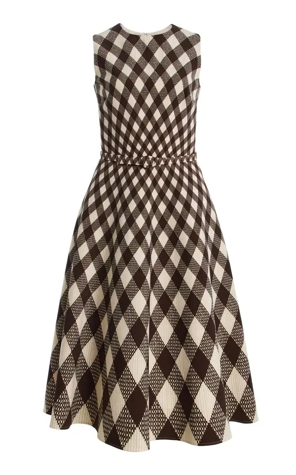 Oscar De La Renta Argyle Wool-blend Midi Dress - Plaid