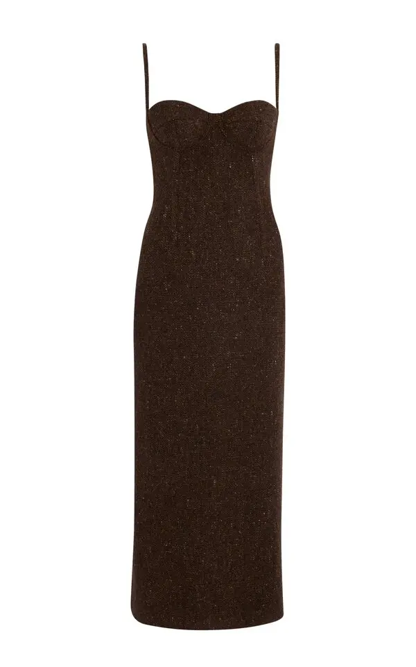 Ralph Lauren Jocey Tweed Midi Dress - Brown
