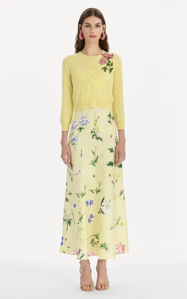 Oscar De La Renta Embroidered Wool Cardigan