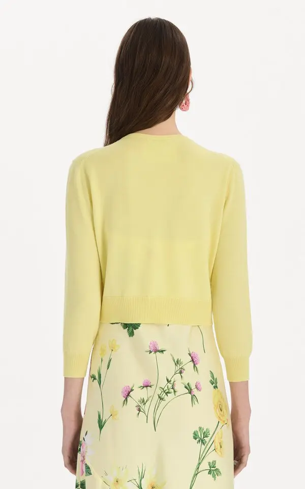 Oscar De La Renta Embroidered Wool Cardigan