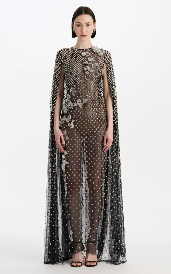 Oscar De La Renta Botanical Threadwork Caftan
