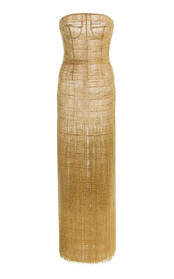 Oscar De La Renta Beaded Gown - Gold
