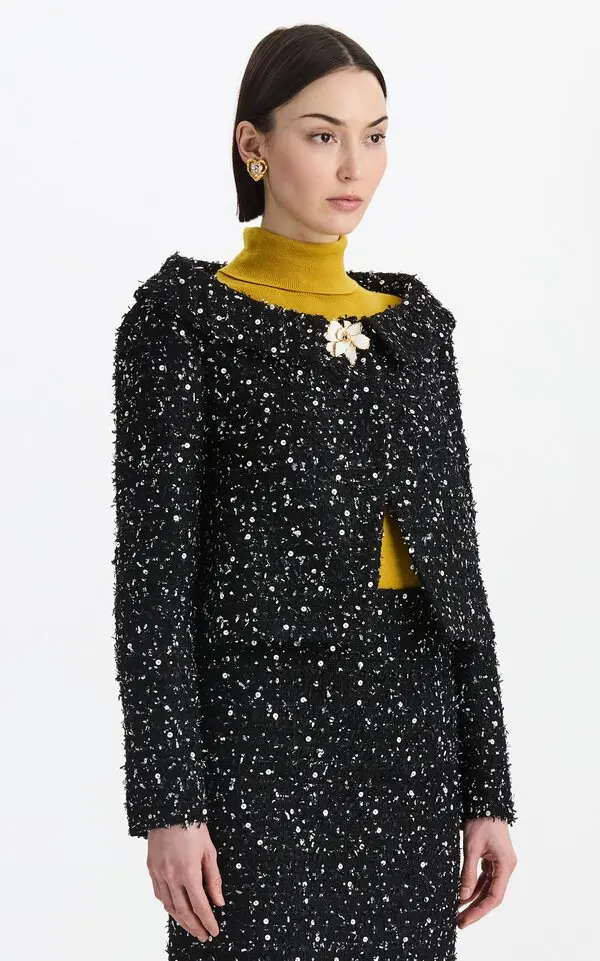 Oscar De La Renta Sequined Ribbon-tweed Jacket