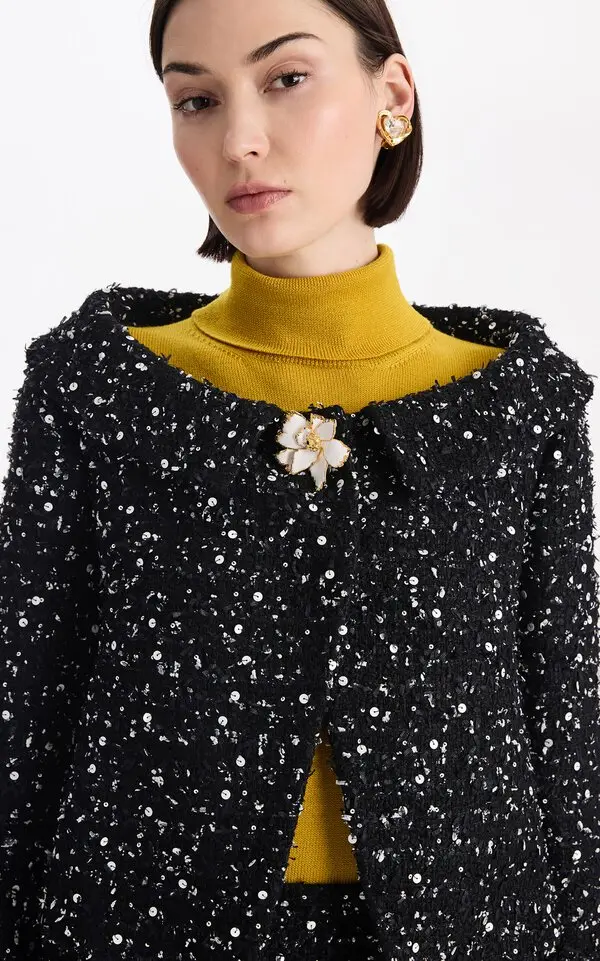 Oscar De La Renta Sequined Ribbon-tweed Jacket